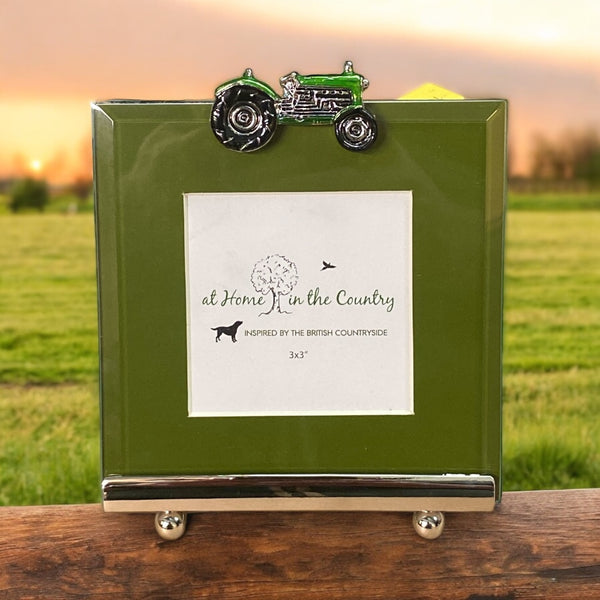 Green Tractor Square Frame on Green Mount - At home in the country