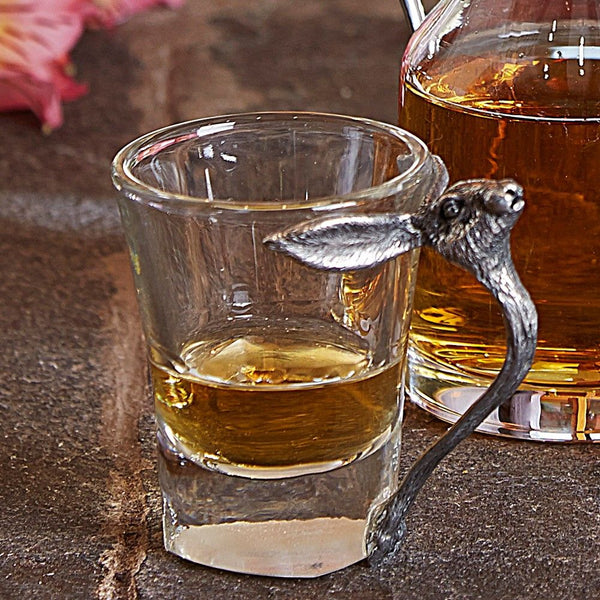 Hare Head Handle Shot Glass - At home in the country
